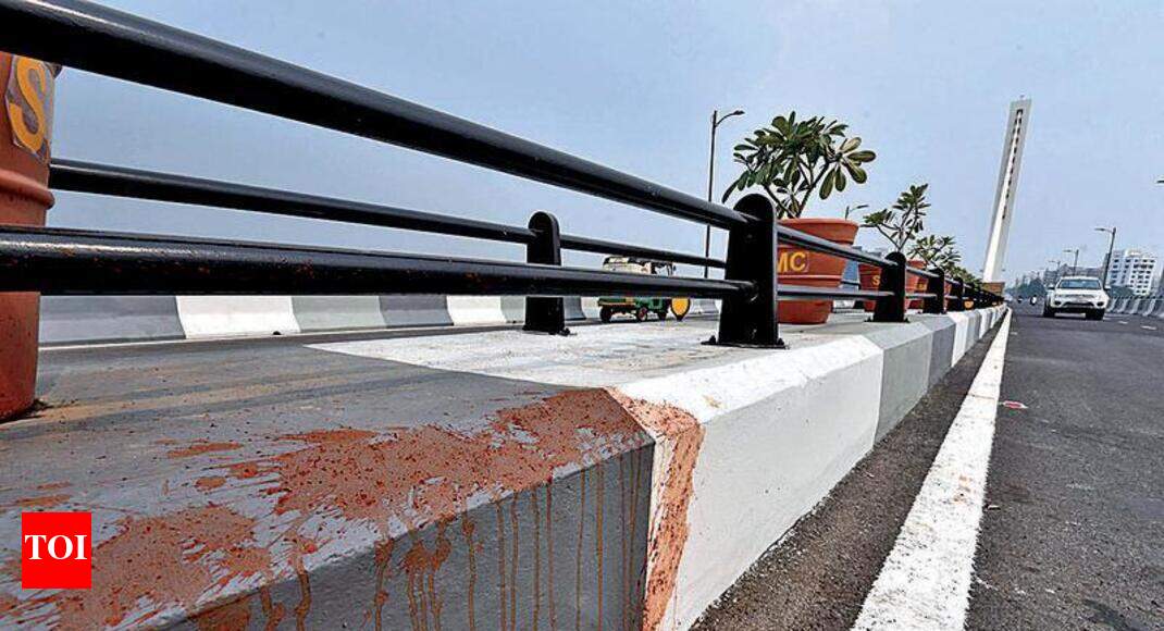 Students clean cable-stayed bridge of stains | Surat News - Times of India
