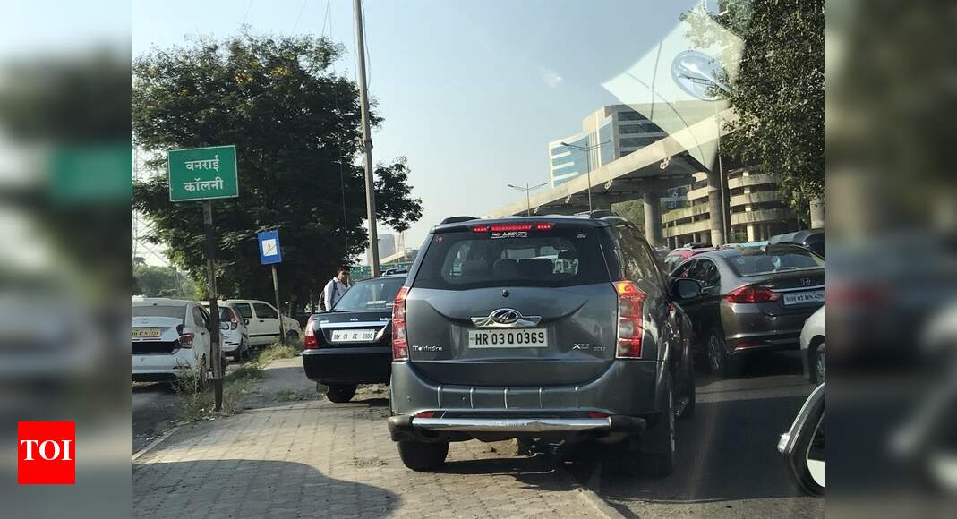 Cars Driving Over Footpath Times Of India