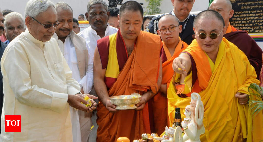 CM Nitish Kumar, Buddhist religious leaders lay stone of Bhutanese ...