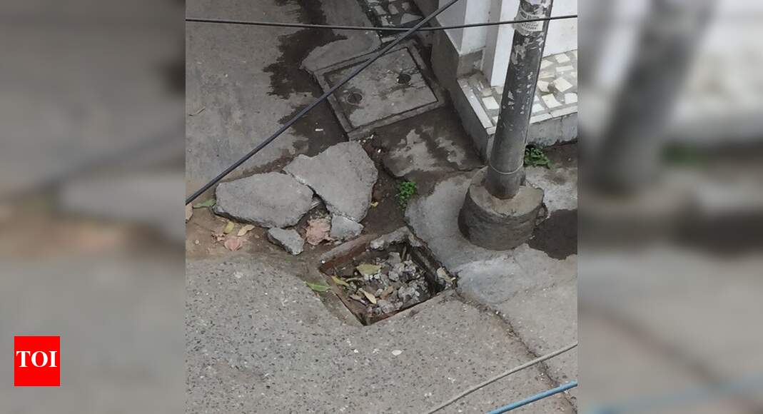 Storm water drain cover broken - Times of India