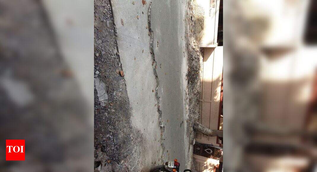 Broken sharp edges of the road - Times of India