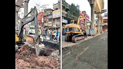 No pre-festive road respite for Behala | Kolkata News - Times of India