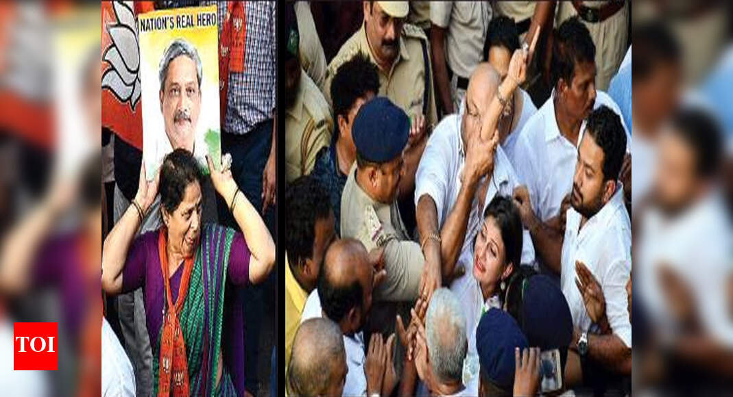 Congress, BJP in street fight over Rafale | Goa News - Times of India