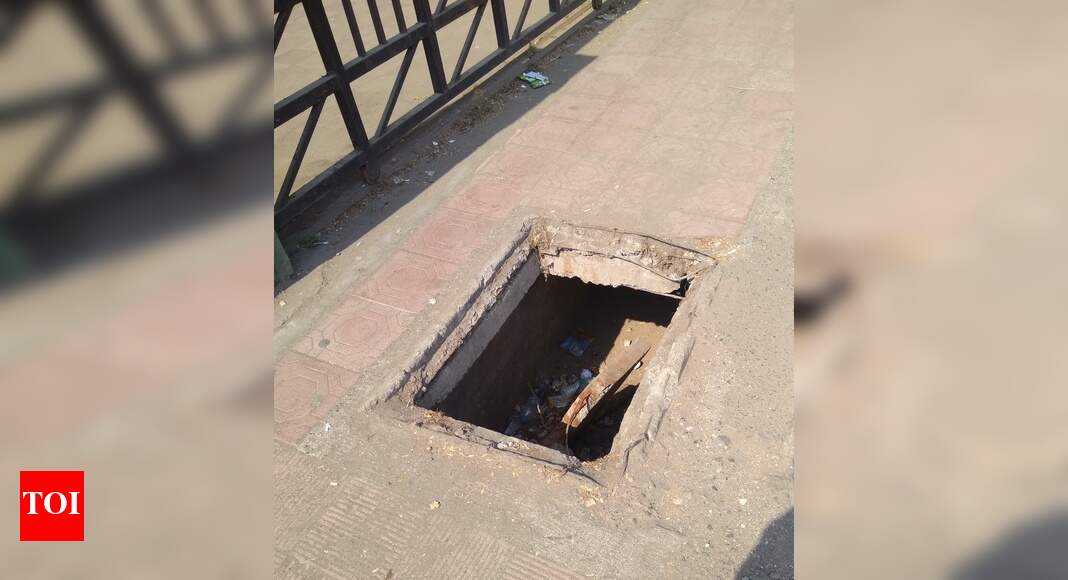Dangerous: Drainage Manhole missing - Times of India