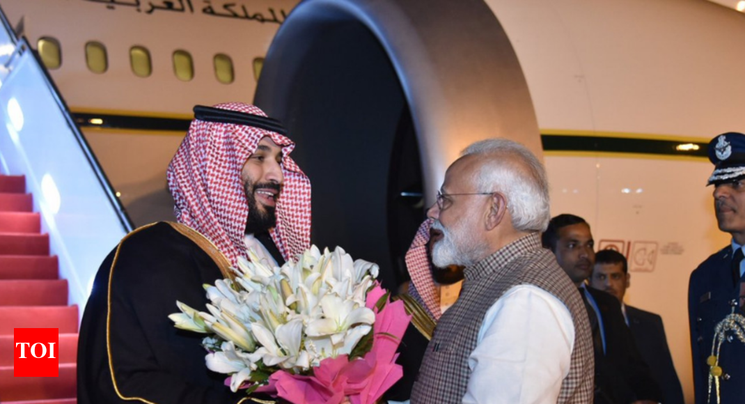 PM Modi receives Saudi Crown Prince Mohammed bin Salman at airport ...