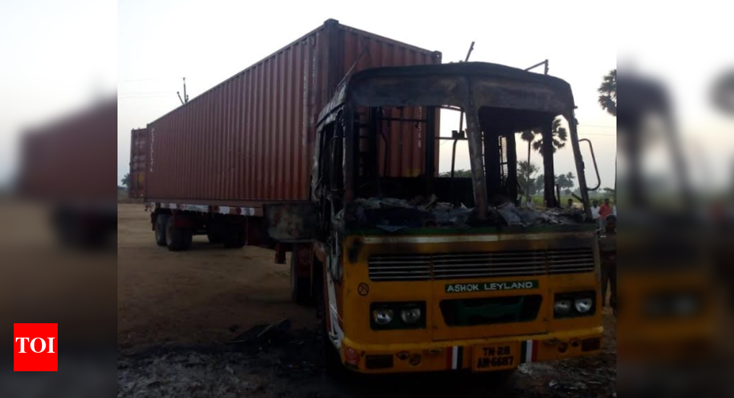 Charred body of man found in truck’s cabin | Chennai News - Times of India