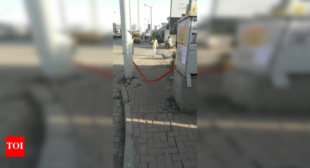 dangerous installation of electrical cable by hiar - Times of India