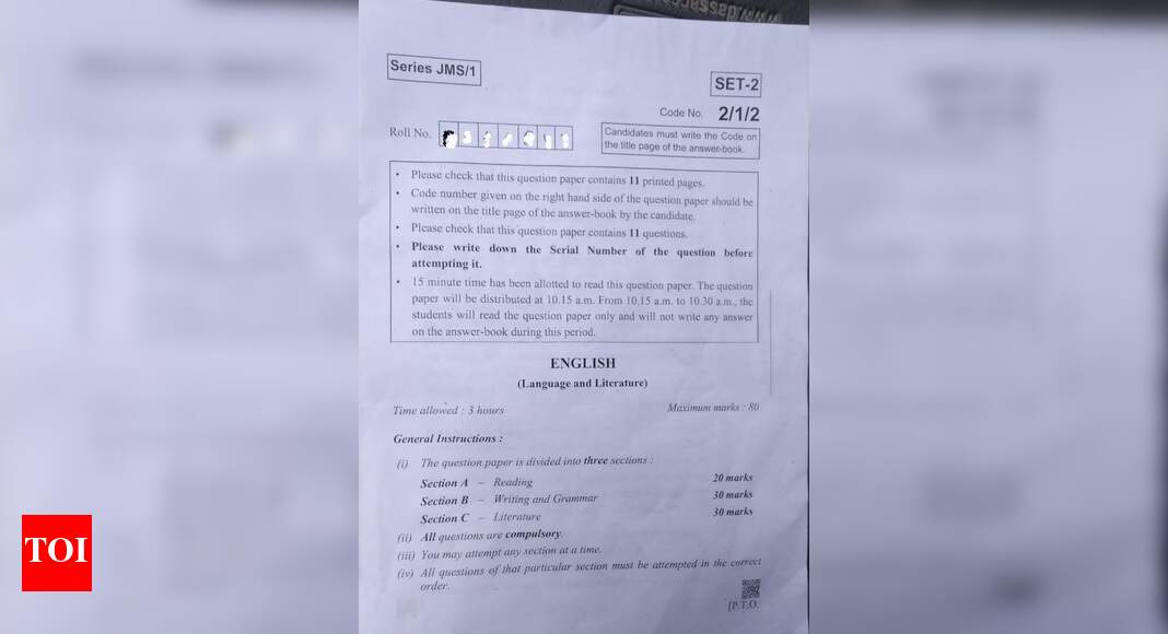 CBSE 10th English question paper 2019: Here's the complete paper ...