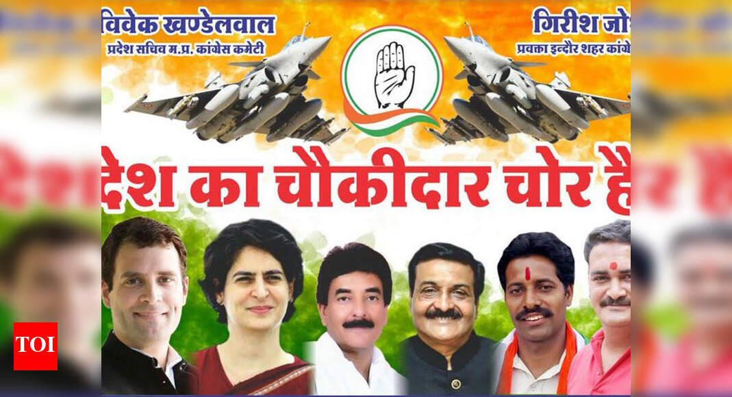 Indore: Congress workers paste ‘desh ka chowkidar chor hai’ stickers on ...