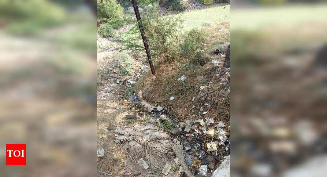 Pond filling with debrish - Times of India