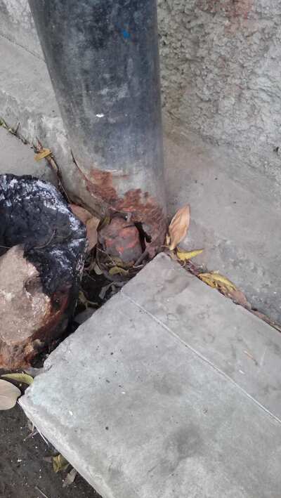 Dangerous condition of light post - Times of India