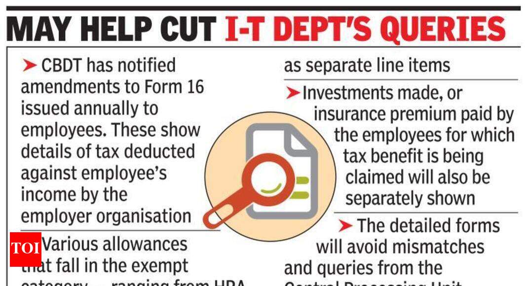 CBDT revises Form 16 to capture more details - Times of India