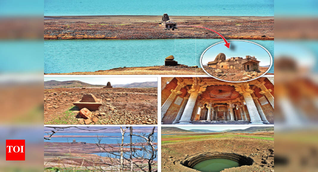 Old Ambegaon structures rise from Dimbhe dam’s nearly dry reservoir ...