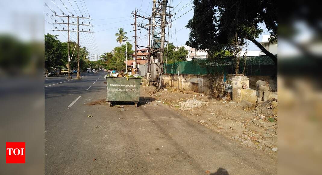Garbage Bin Blocking Road Times Of India 