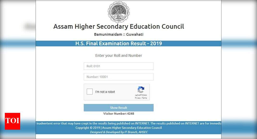 Assam AHSEC Result 2019 at ahsec.nic.in: Assam Board class 12th results ...