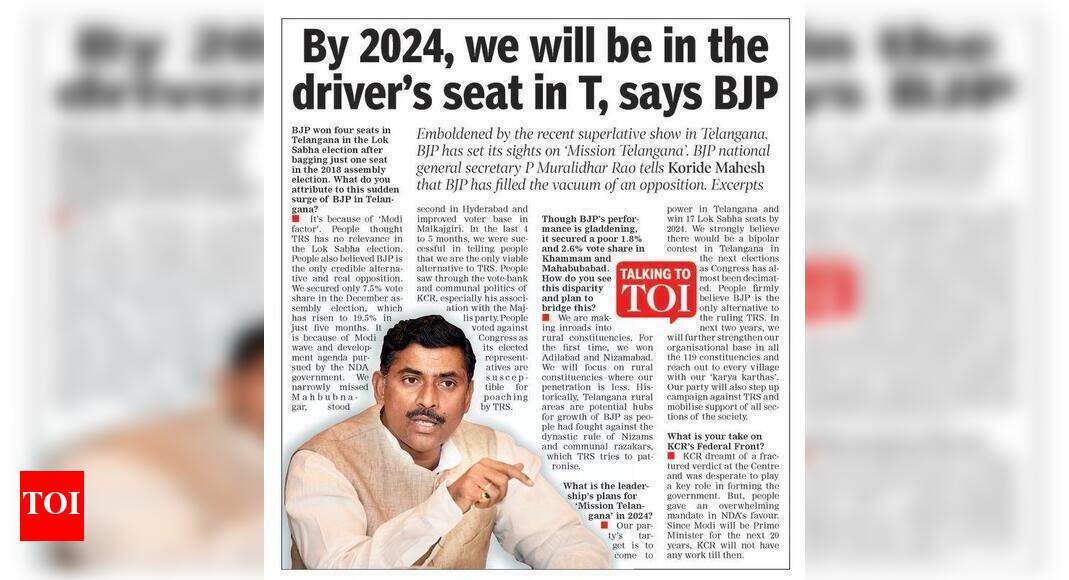 Muralidhar Rao speaks to TOI | Hyderabad News - Times of India