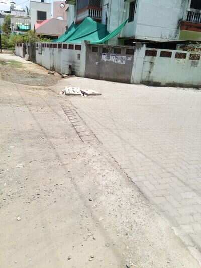 Substandard cement road. - Times of India