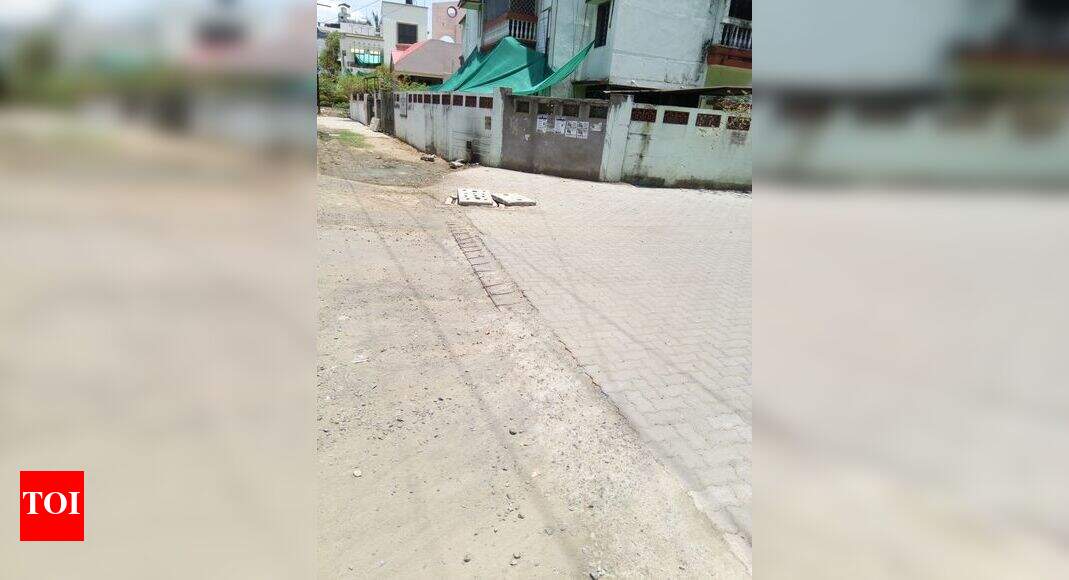 Substandard cement road. - Times of India