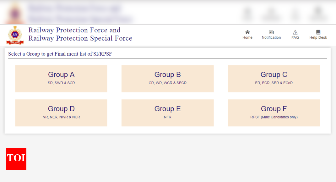 RPF SI final merit list released for all Groups, here's direct link ...