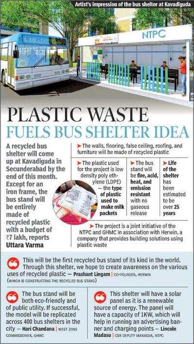 Soon, an eco-friendly bus stop made of plastic | Hyderabad News - Times ...