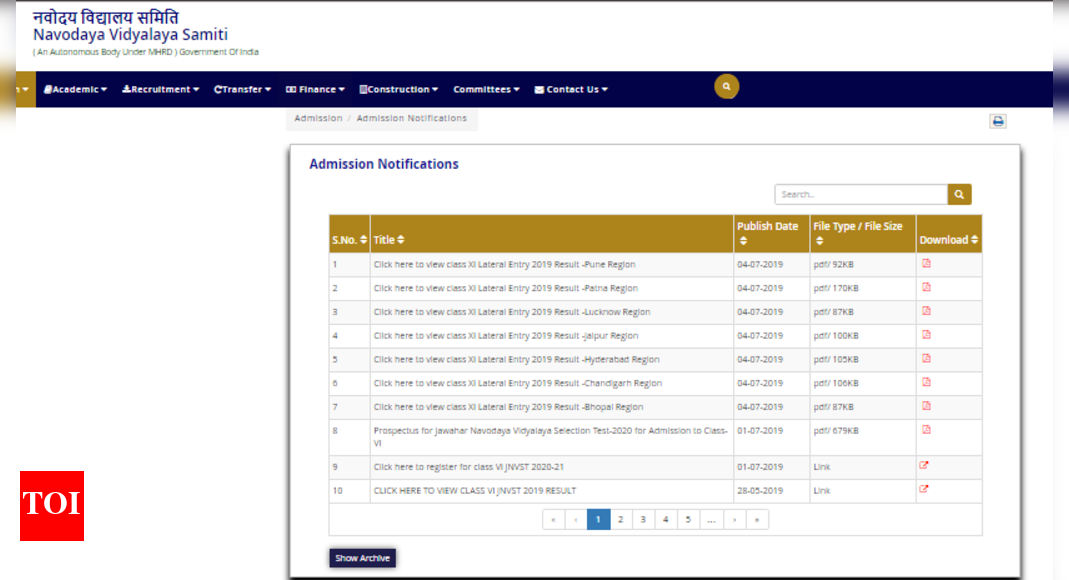 NVS Result 2019: JNVST Class XI Lateral Entry 2019 Result released at ...