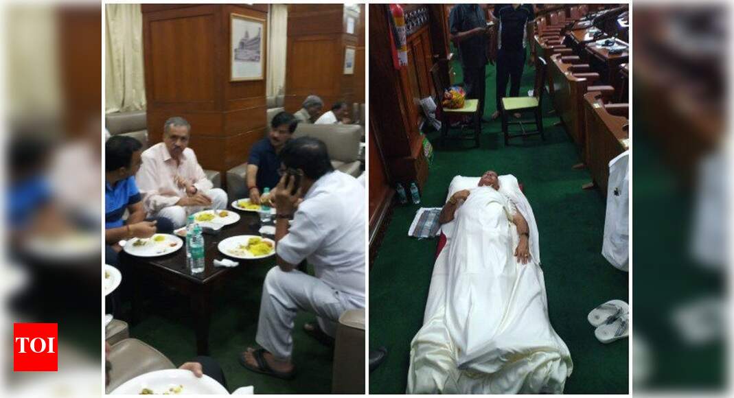 Karnataka: BJP legislators stage protest, sleep inside assembly | India ...