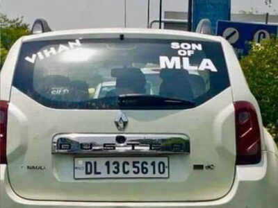 'Son of MLA' sticker on vehicle in Delhi | Delhi News - Times of India