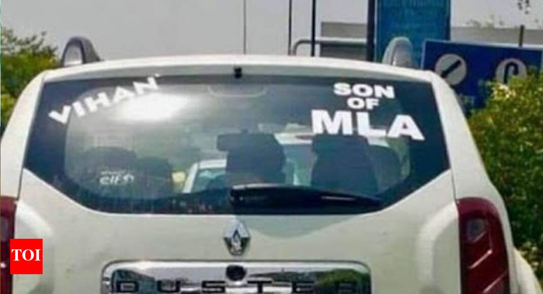 'Son of MLA' sticker on vehicle in Delhi | Delhi News - Times of India