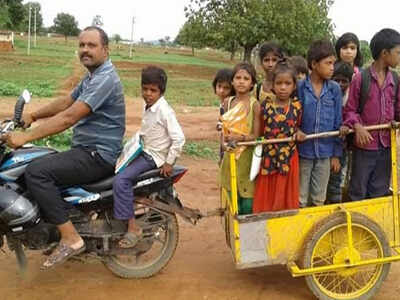 Madhya Pradesh teacher's ‘jugaad’ cart ferries kids to school | Bhopal ...
