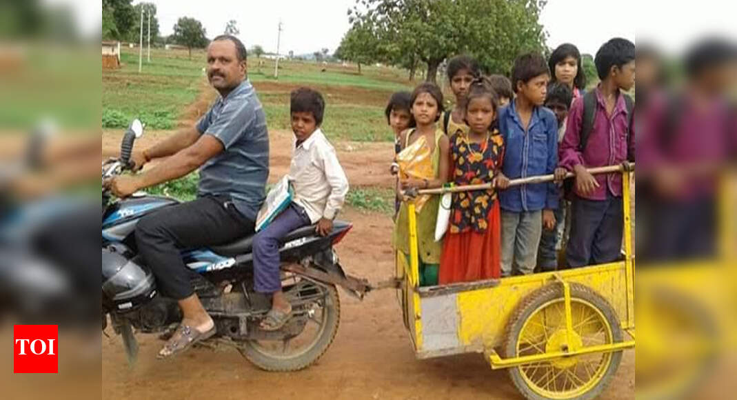 Madhya Pradesh teacher's ‘jugaad’ cart ferries kids to school | Bhopal ...