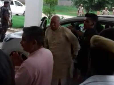 RSS chief Mohan Bhagwat arrives in Vrindavan ahead of Sangh meeting ...