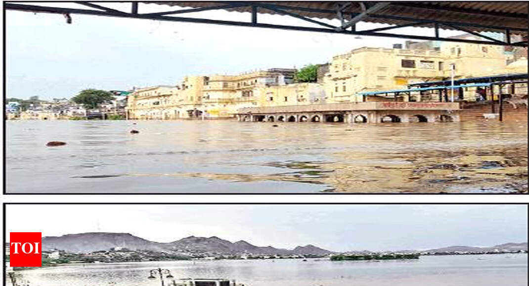 Anasagar, Pushkar Lake overflow after heavy rains in Rajasthan | Jaipur ...