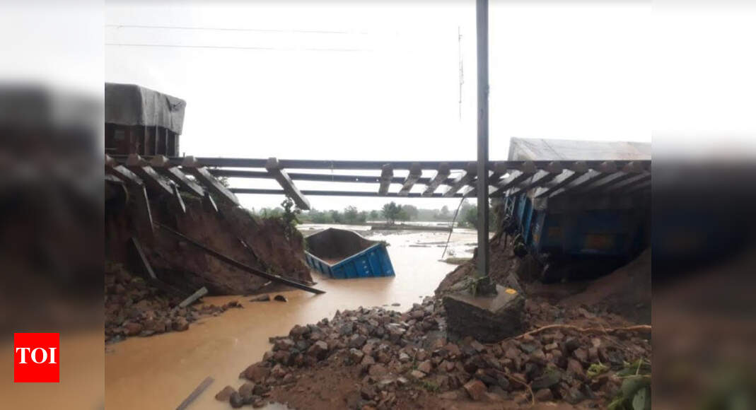 Rail track washed away in flash flood, goods train derails in Rayagada ...
