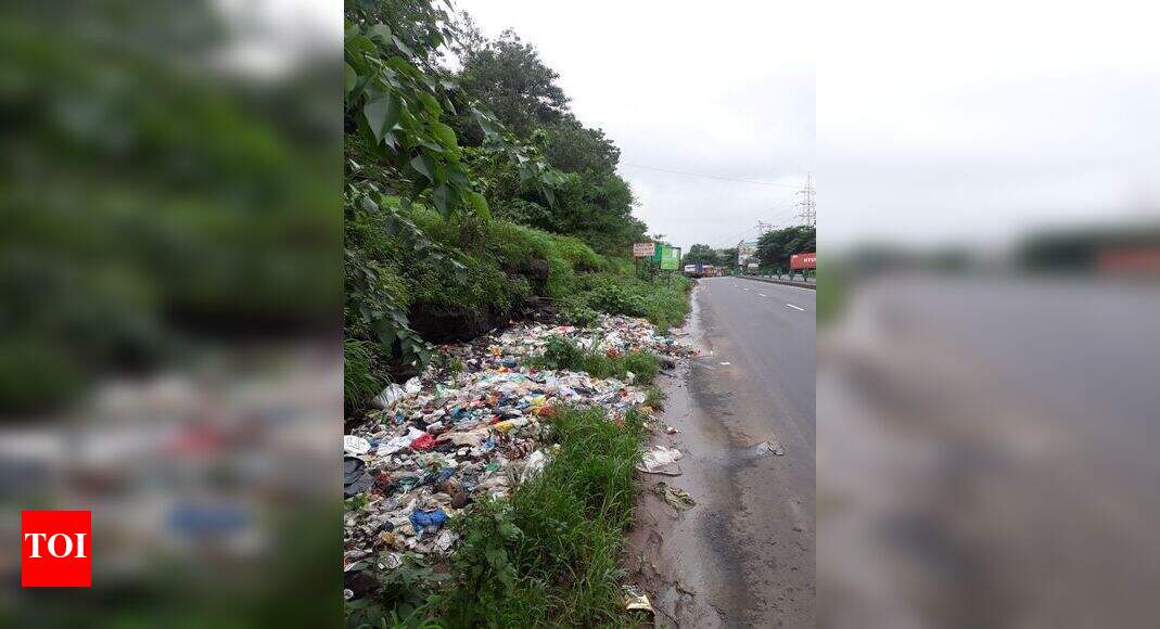 garbage on road side old mumbai pune highway - Times of India