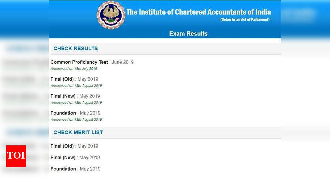ICAI Results 2019: ICAI CA results 2019 released for Final and ...