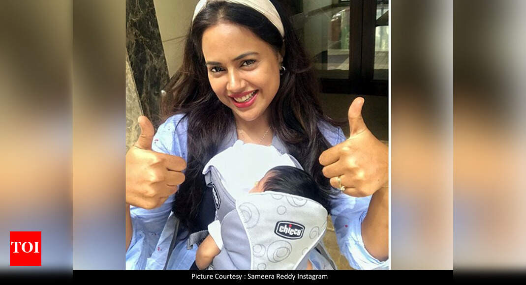 Sameera Reddy steps out with her 40 days old daughter Nyra for her first outing | Hindi Movie ...