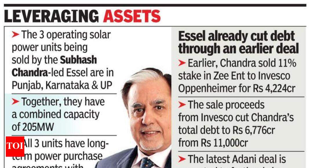 Adanis to buy Essel Group’s 3 solar power units for Rs 1.3k cr - Times ...