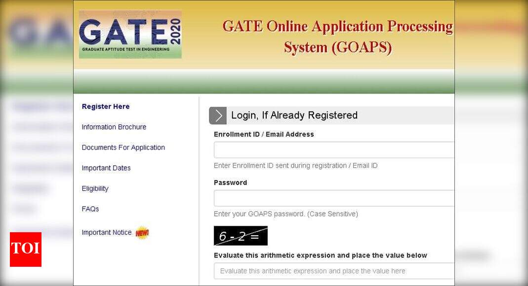 GATE 2020 Registration: GATE 2020 application process begins today ...