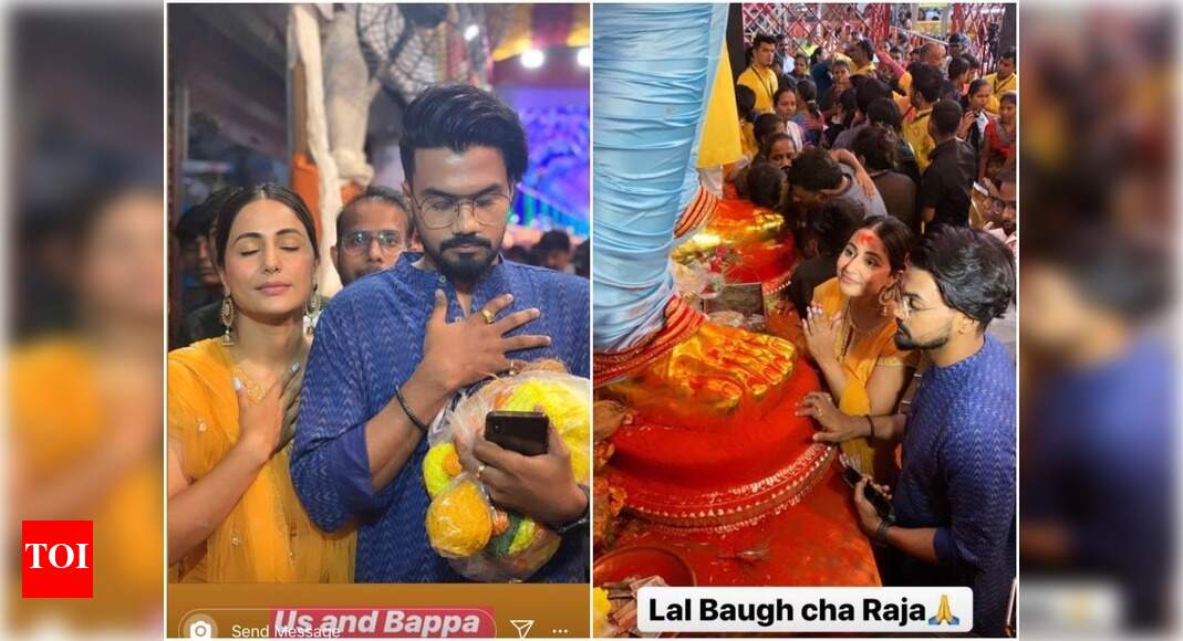 Hina Khan and beau Rocky Jaiswal seek Ganpati Bappa’s blessing at ...