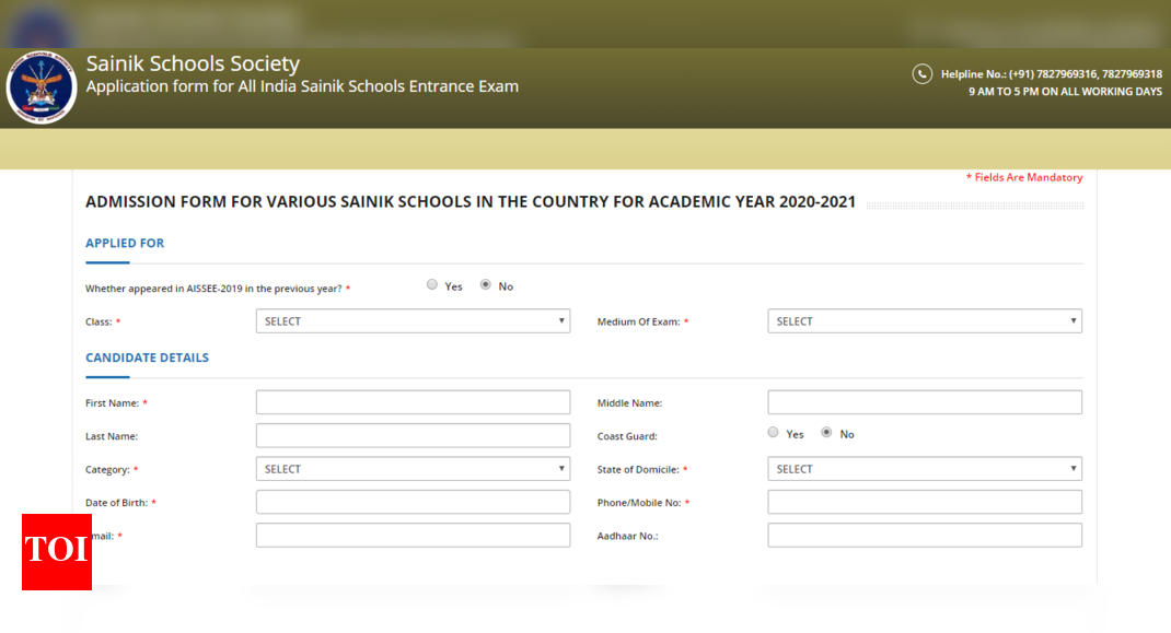 Sainik School Admissions 2020: Online registration for class 6th, class ...