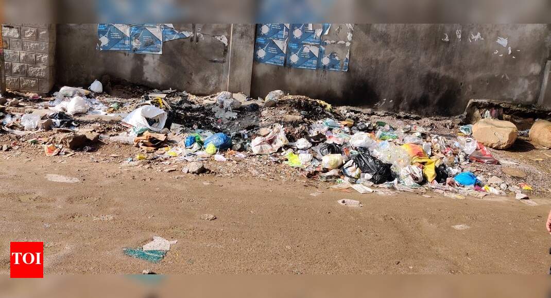 garbage waste on road walkers face problem - Times of India
