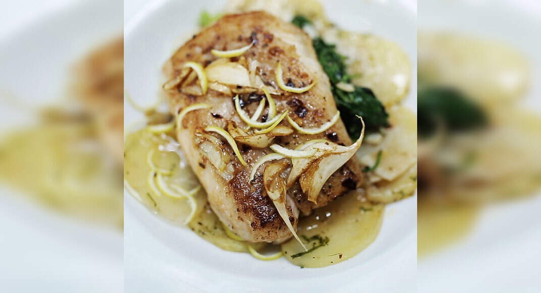 Red Snapper with Lemon Garlic on Spinach Bed Recipe: How to Make Red ...