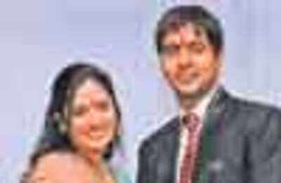 A glam ring ceremony of Madhubala and Dr Lokendra Singh's daughter Dr Noopur Singh with Anuj ...