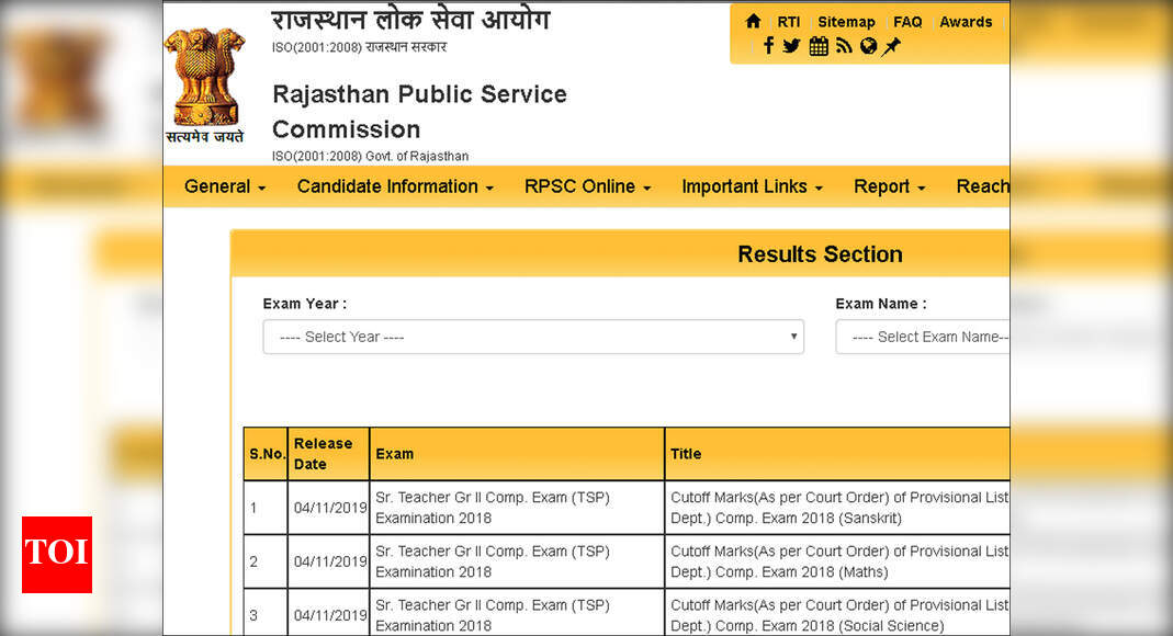 RPSC 2nd Grade Result 2019 RPSC 2nd Grade Teacher Results Cutoff 