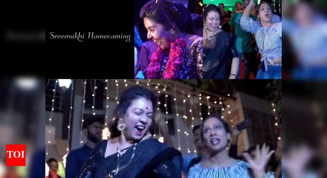 Watch: BB Telugu 3 runner up Sreemukhi’s mother and others dance their hearts out at her grand ...