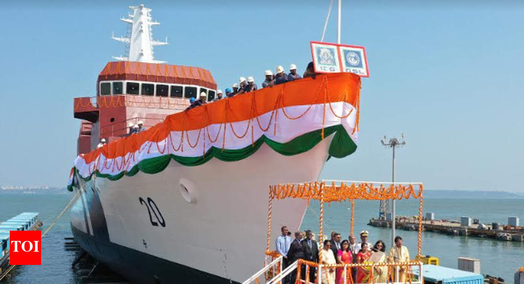 GSL launches coast guard offshore patrol vessel ‘Sajag’ | Goa News ...