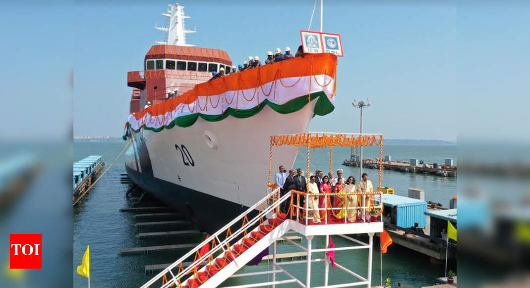 GSL launches coast guard offshore patrol vessel ‘Sajag’ | Goa News ...