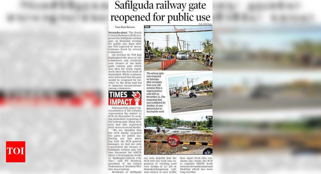 Safilguda railway gate reopenes for public use | Hyderabad News - Times ...