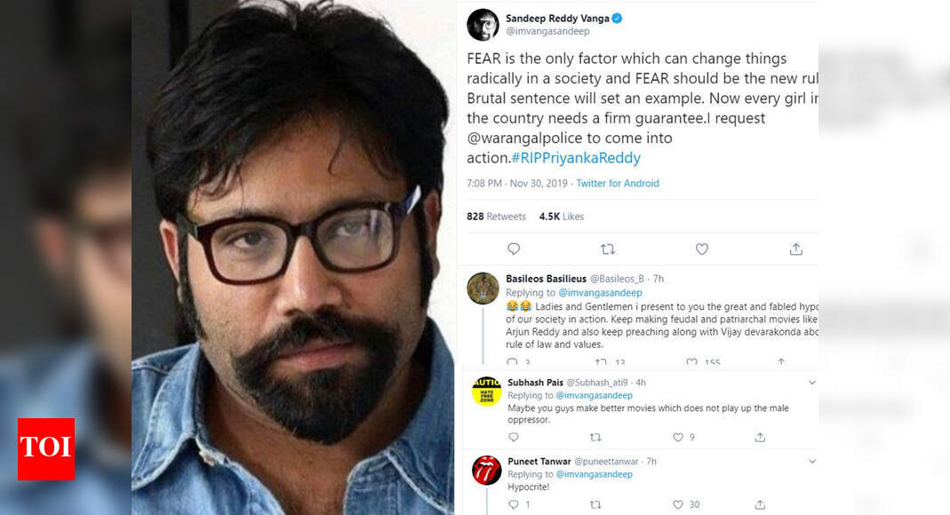 Sandeep Reddy Vanga faces heat to his tweet on Hyderabad vet's rape ...