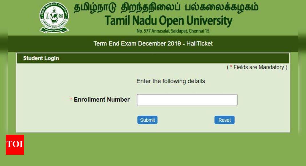 TNOU hall ticket 2019 for TEE December released, download here - Times ...
